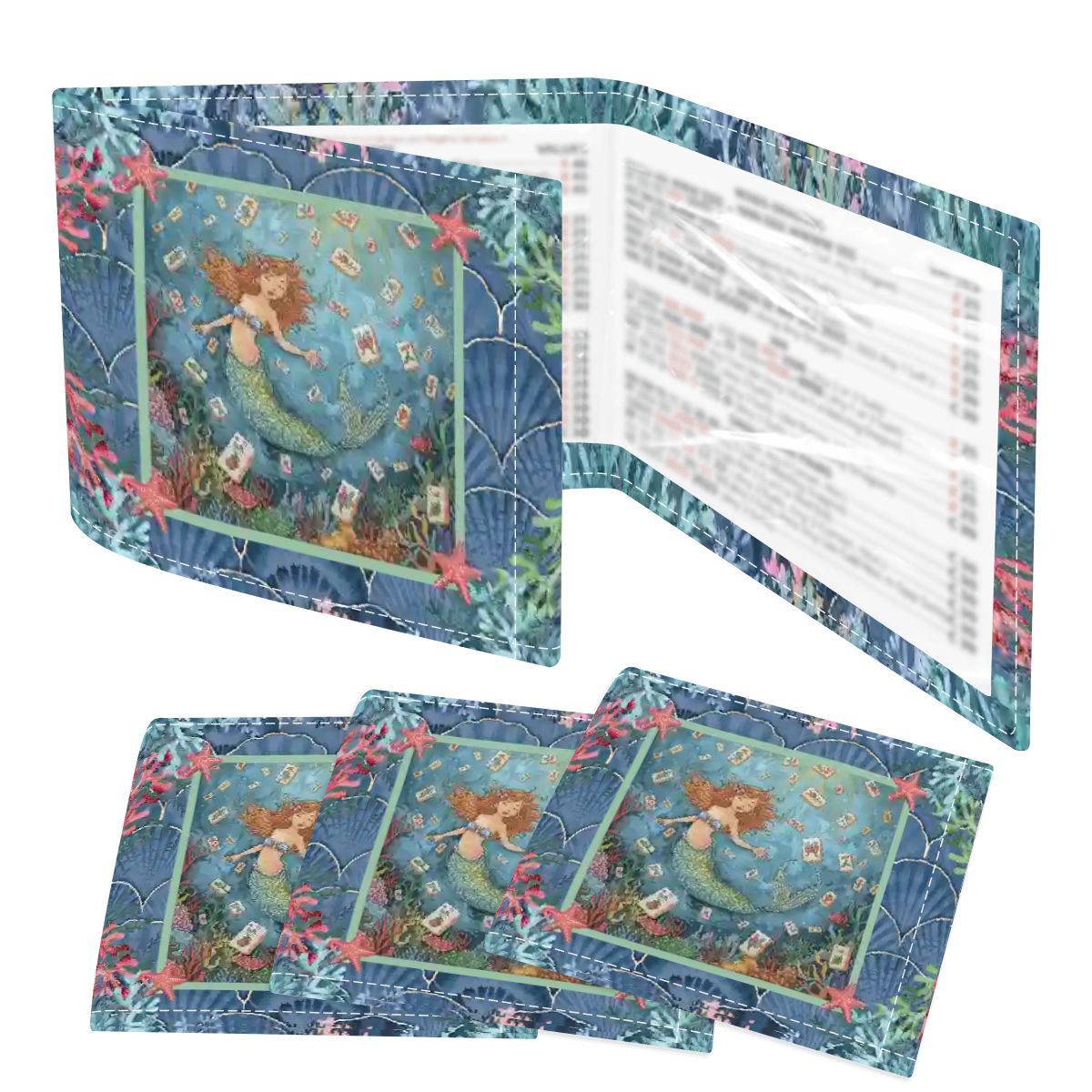 Under The Sea Mermaid Designed 4 Mahjong Card Holder with Line Finder ...
