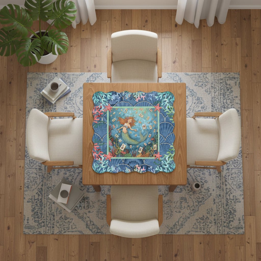Under The Sea Mermaid Scalloped Mahjong Mat - Unique Design – Splash Of ...