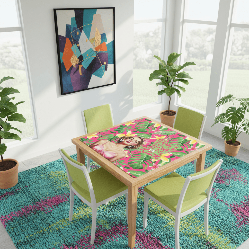 Funny Mahjong Mat, Don't Stare At My Rack, Tropical Preppy Design Mahj ...